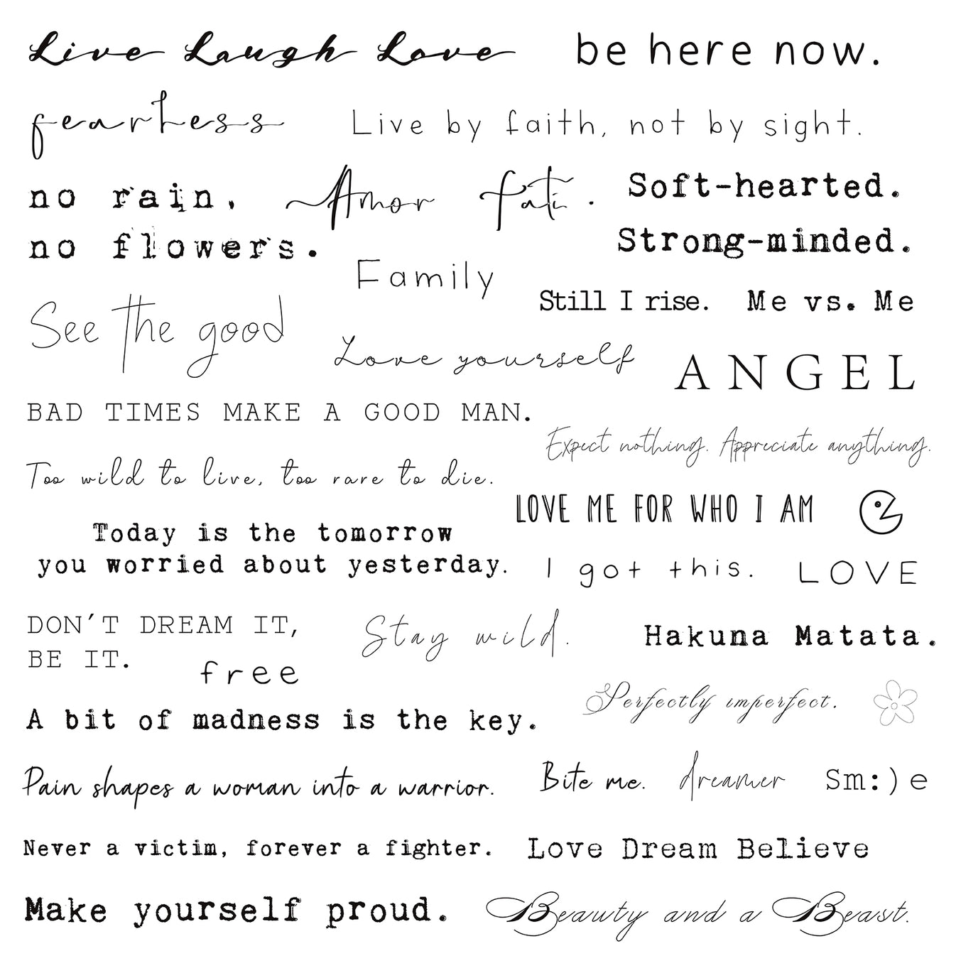 Inspirational Quotes Temporary Tattoos II – EverjoyLife